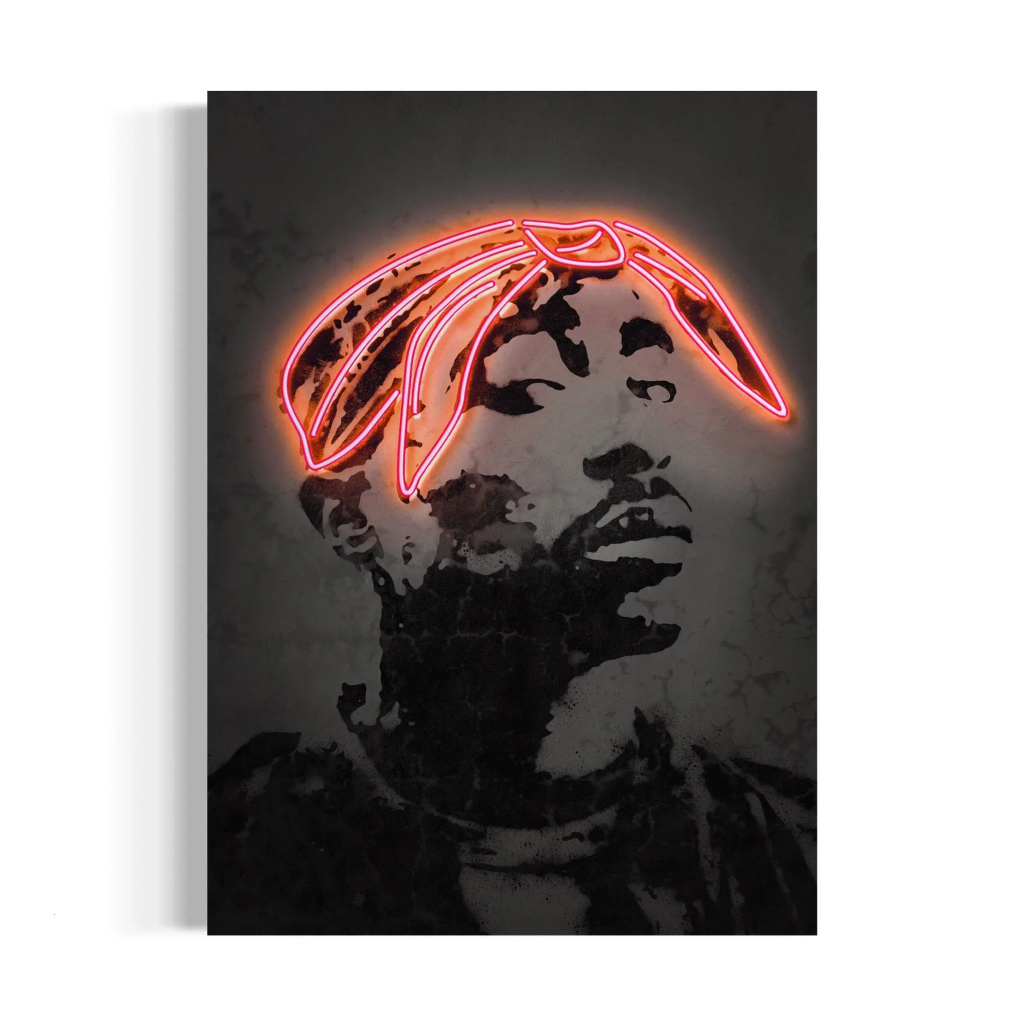 2Pac Red Neon Canvas Wall Art | Poster Print - Canvastoria